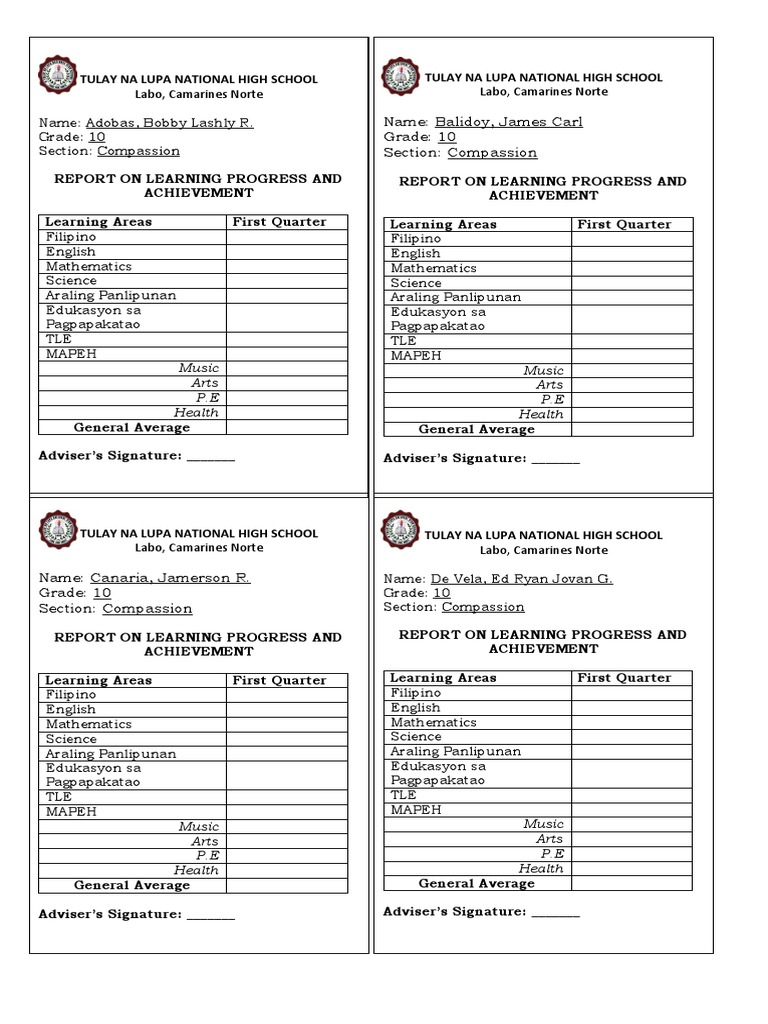 Compassion Grade Slip | PDF