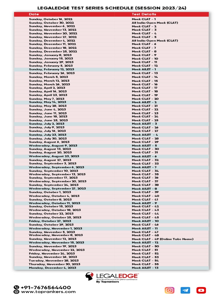 Legaledge Test Series Schedule 027520835724e | PDF