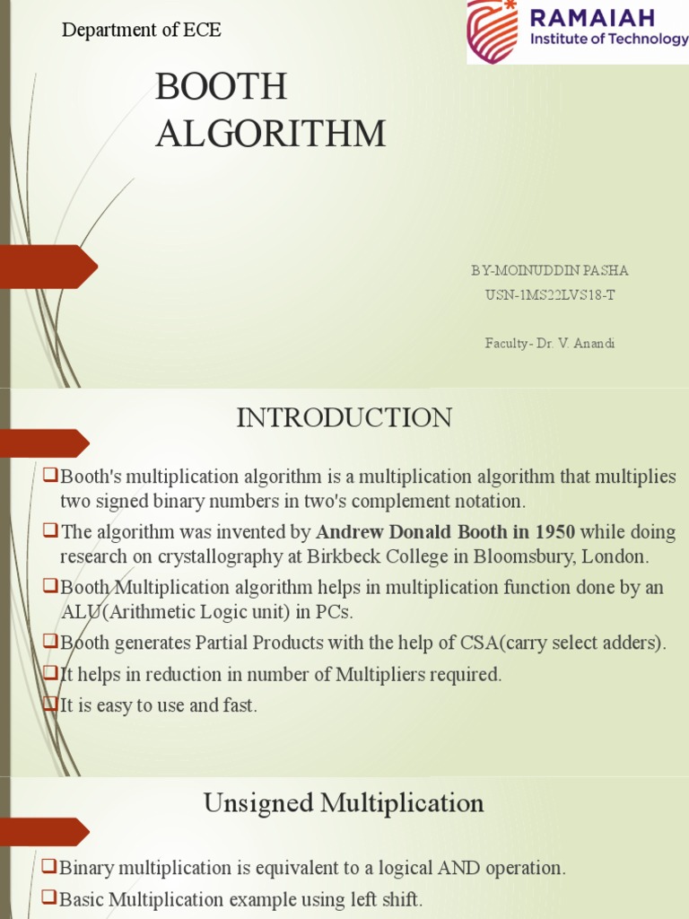 Booth Algorithm for ECE Students | PDF | Multiplication | Computer ...