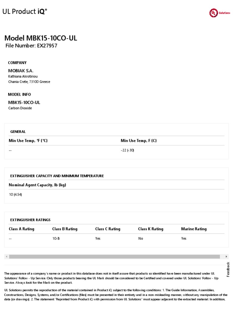 Mbk15-10co-Ul - Ul Product Iq | PDF