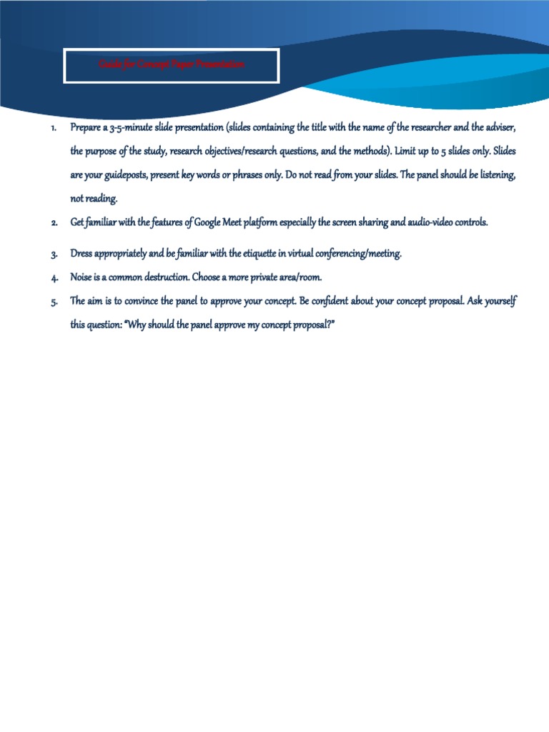 Guide For Concept Paper Presentation | PDF