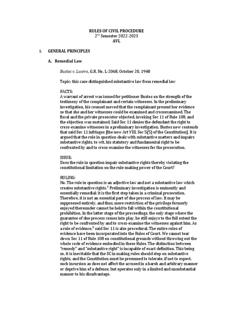 Cases Civil Procedure Syllabus 2023 | PDF | Judgment (Law) | Lawsuit