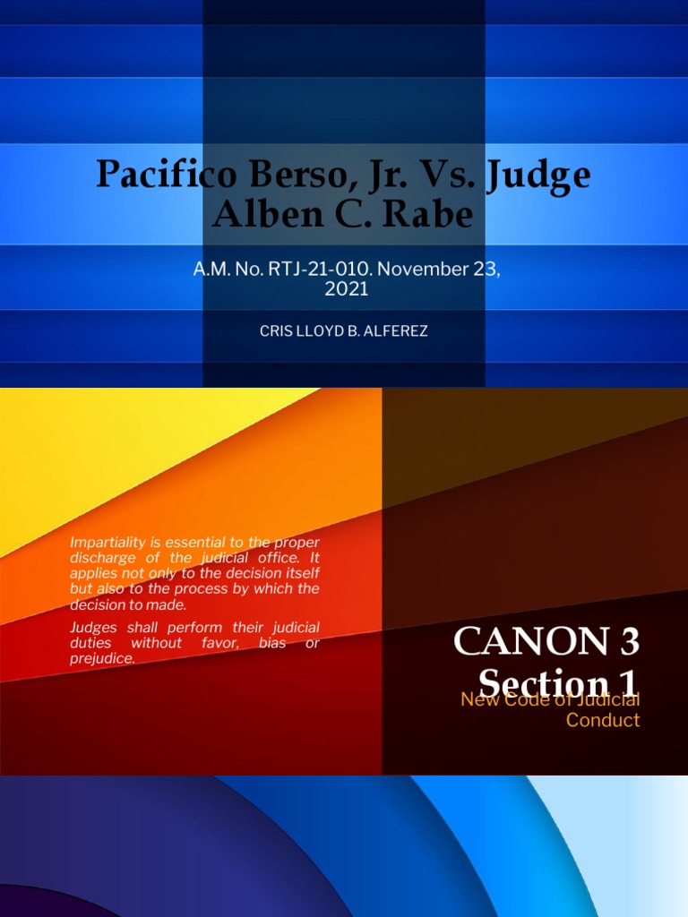 Pacifico Berso, JR vs. Judge Rabe | PDF | Judge | Judiciaries