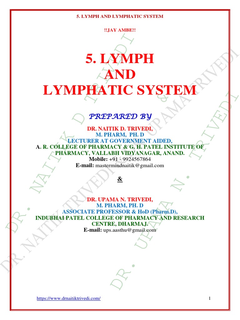 Lymphatic Systems | PDF | Lymph | Lymphatic System