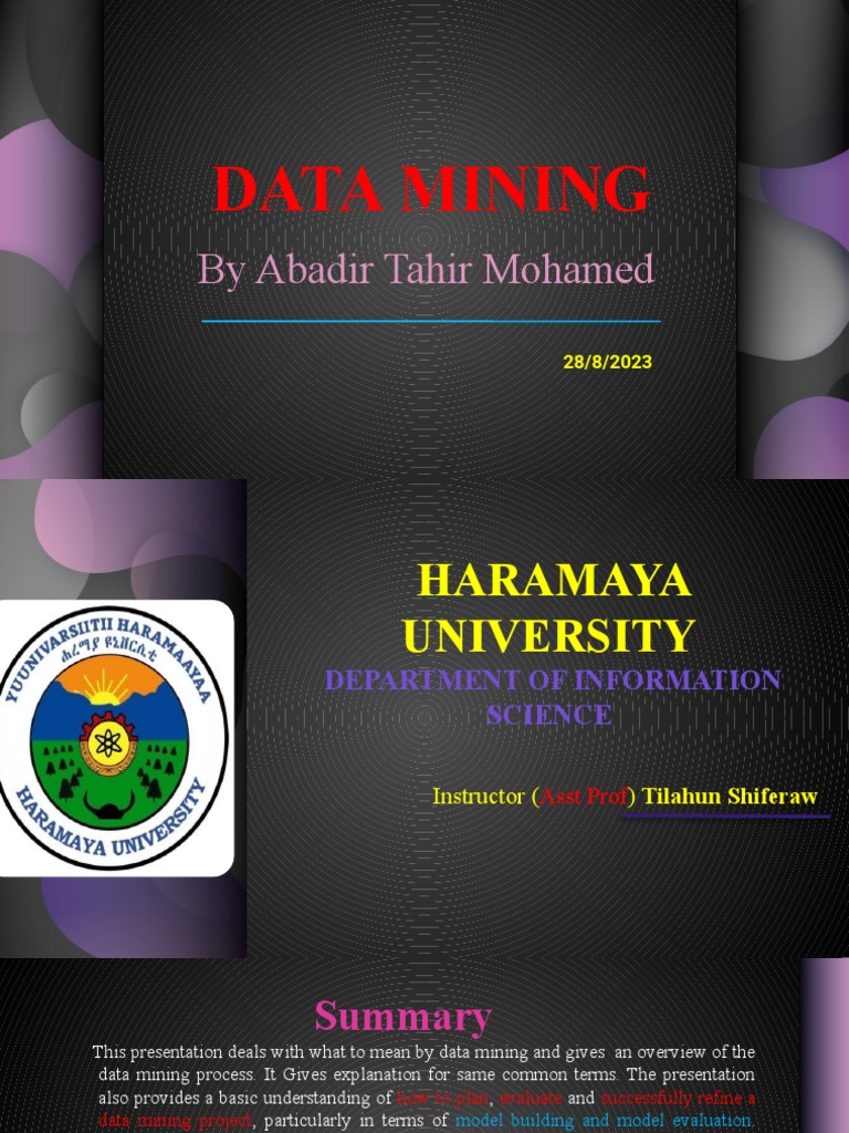 Presentation On Data Mining | PDF | Data Mining | Internet & Web