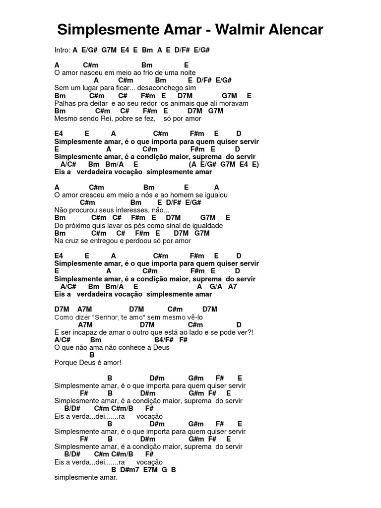 Letra e Acordes de "Simplesmente Amar" | PDF