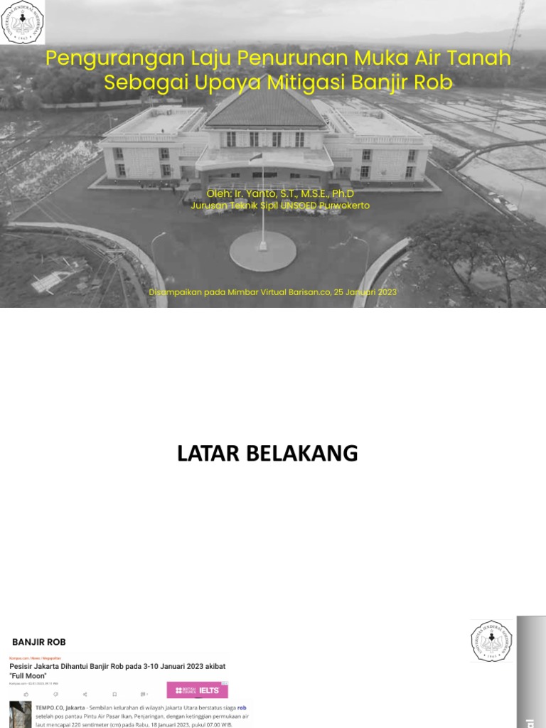 Pengurangan Laju Penurunan Muka Tanah Sebagai Mitigasi Banjir Rob | PDF