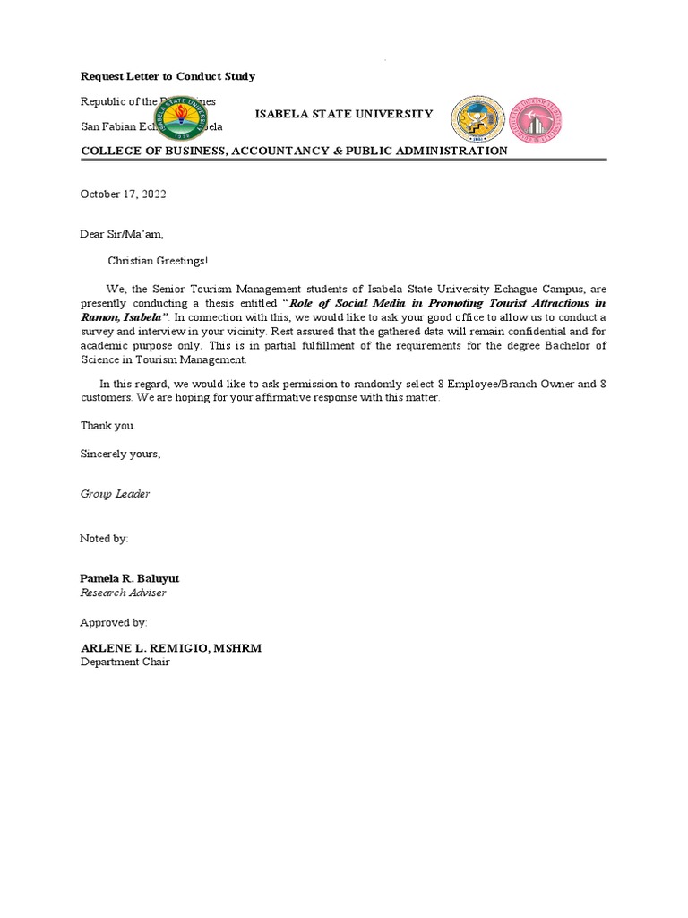 LETTER FOR APPROVAL - Thesis | PDF | Thesis