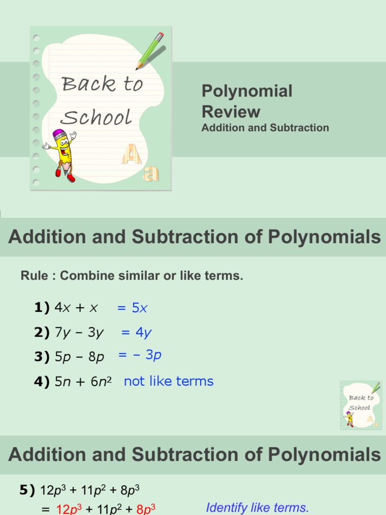 Polynomial Review | PDF | Multiplication | Exponentiation