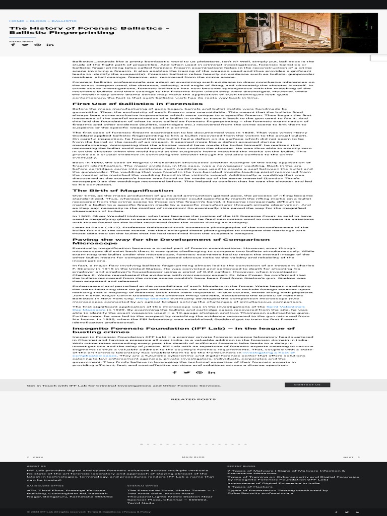 The History of Forensic Ballistics - Ballistic Fingerprinting | PDF ...