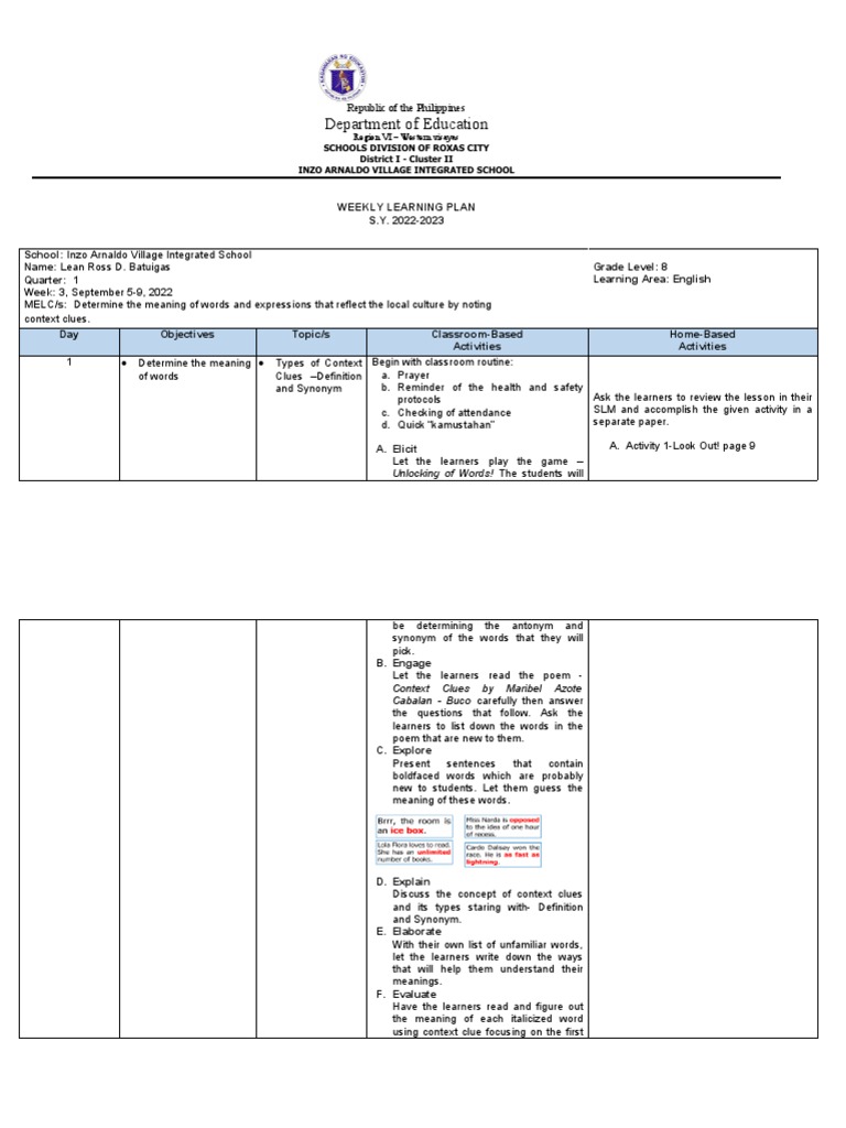 WLP English 8 Q1 W3 | PDF | Communication | Cognitive Science
