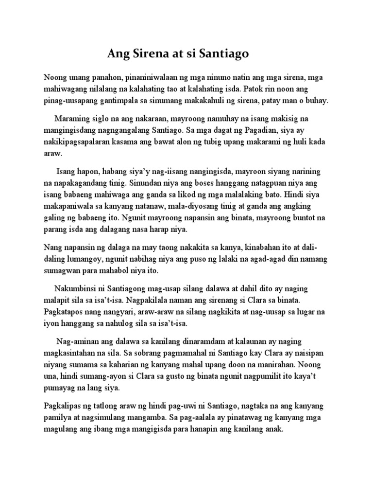 Ang Sirena at Si Santiago | PDF