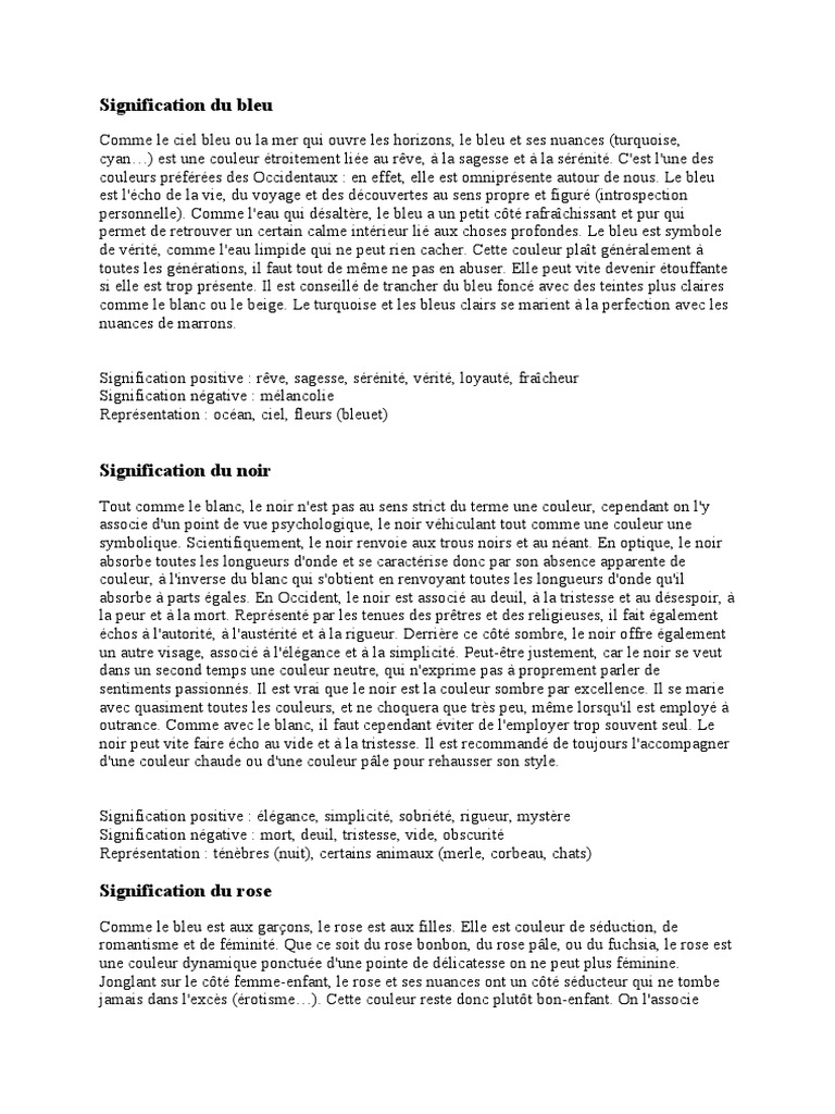 Signification Du Bleu | PDF
