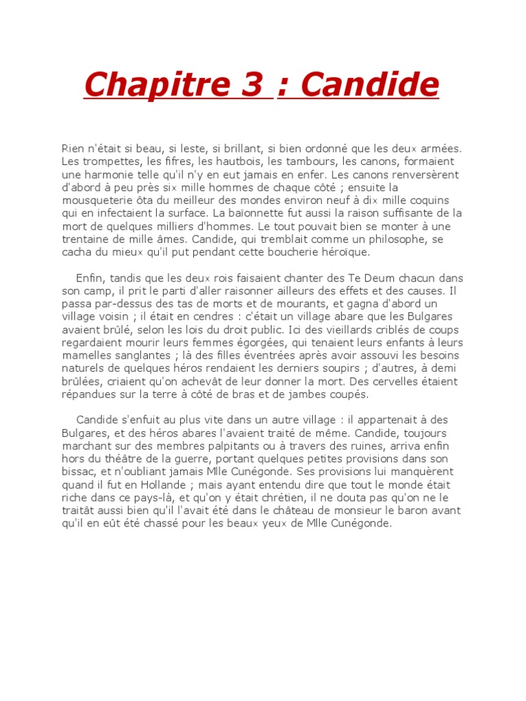 Chapitre 3 | PDF | Candide | Voltaire