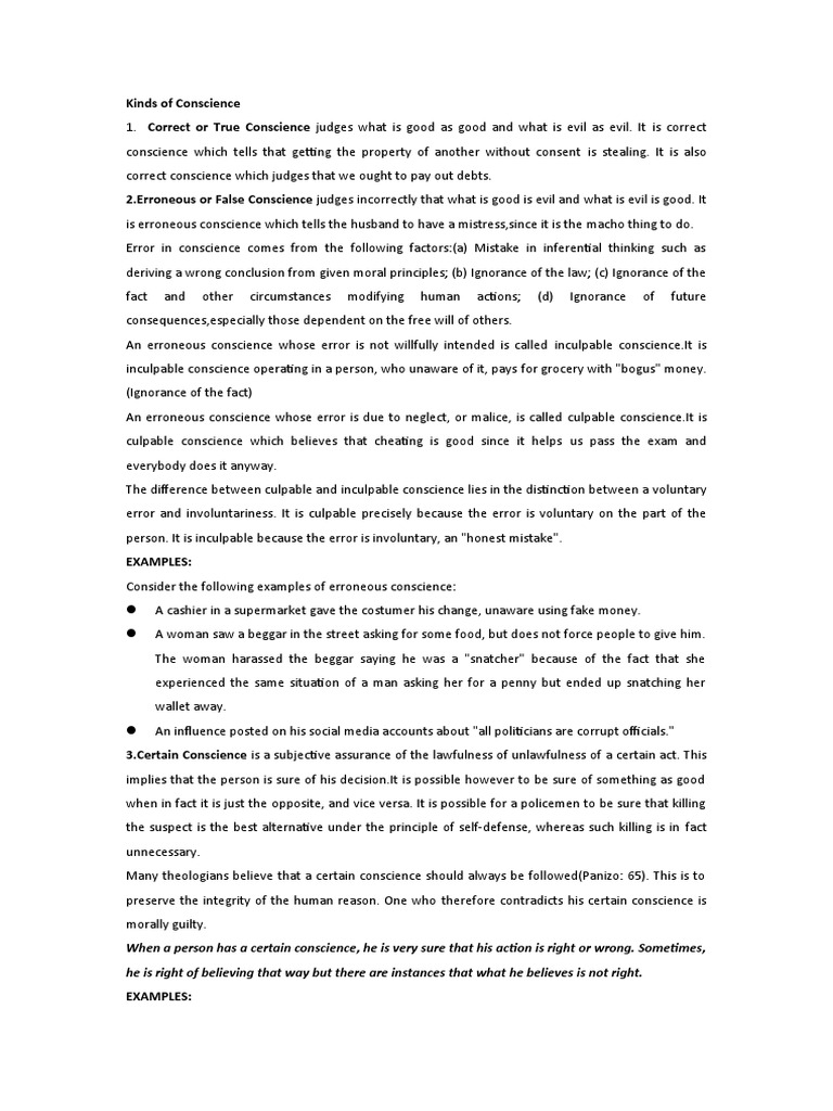 Kinds of Conscience | PDF | Conscience | Error