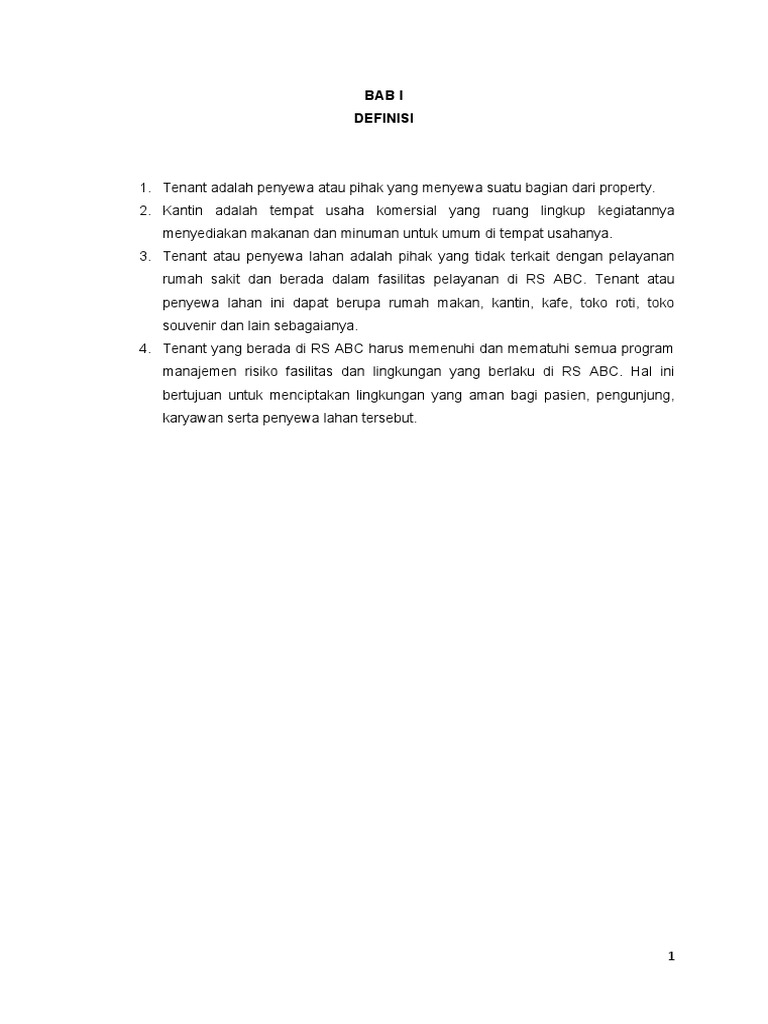 Contoh Panduan Tenant | PDF