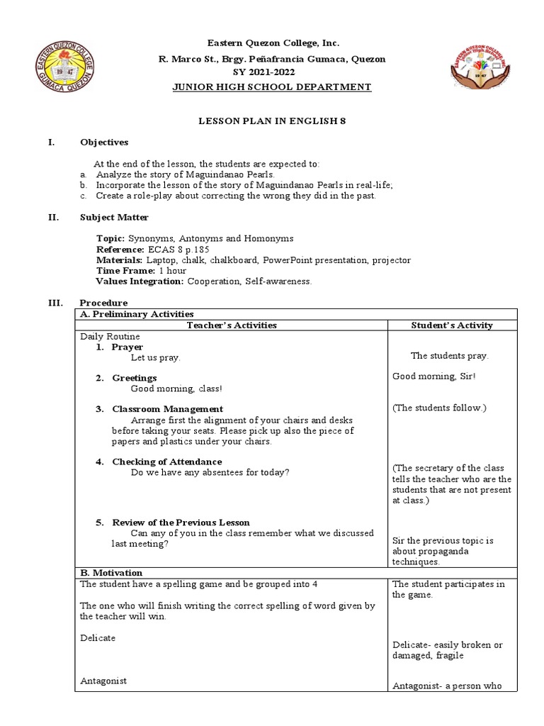KD Lesson Plan in English 8 DAY 5 | PDF | Reason