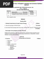 Class 10 English Syllabus 2025-26 | PDF | Grammar | Reading Comprehension