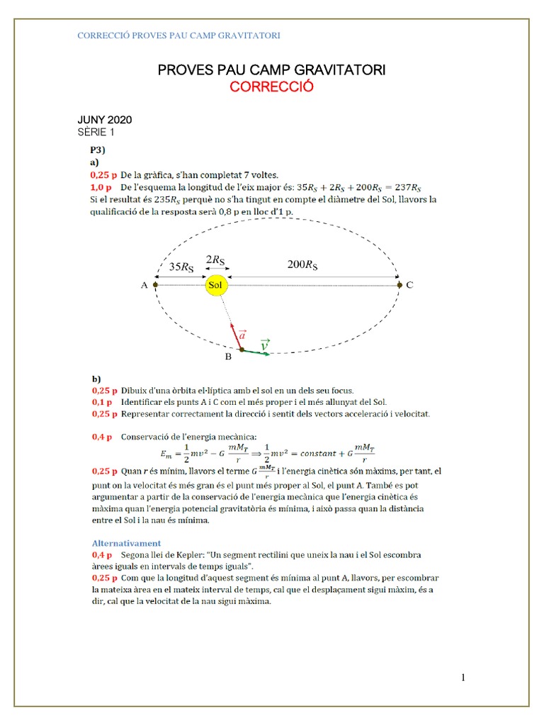 Correcció Proves Pau Camp Gravitatori | PDF