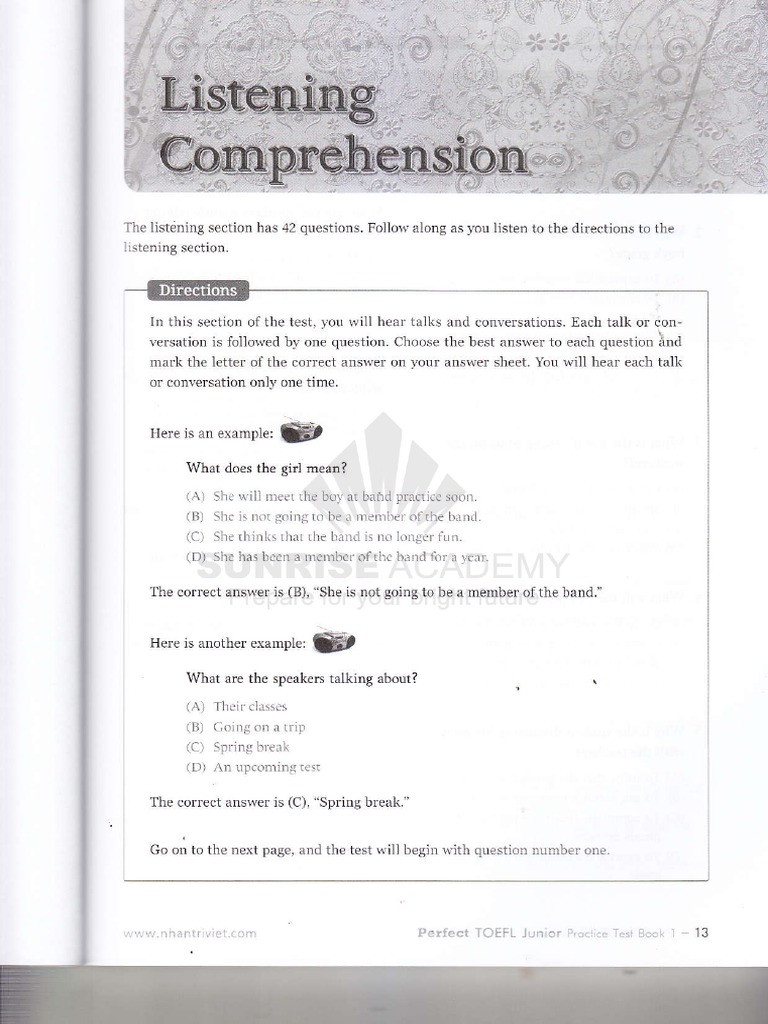 Perfect TOEFL Junior Practice Test 1 | PDF | Standardized Tests ...