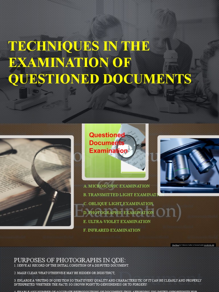 Techniques in The Examination of Questioned Documents | PDF | Photograph