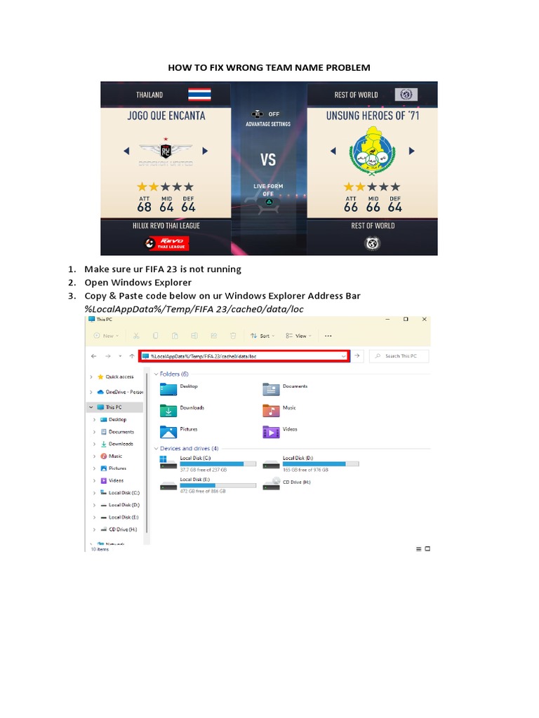(Eng) How To Fix Wrong Team Name Problem | PDF