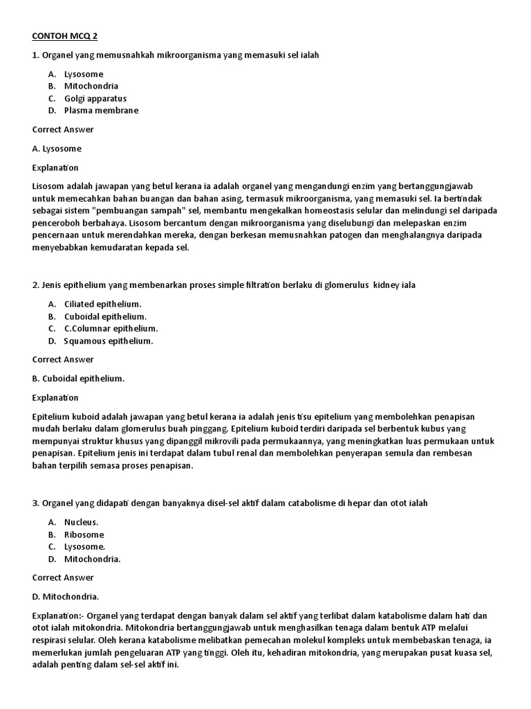 Contoh Soalan MCQ 2 | PDF