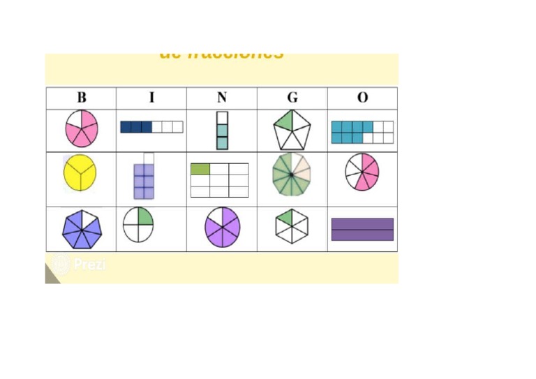 Bingo de Fracciones | PDF