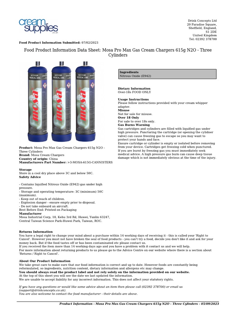 Data Sheet 15029 | PDF | Nitrous Oxide