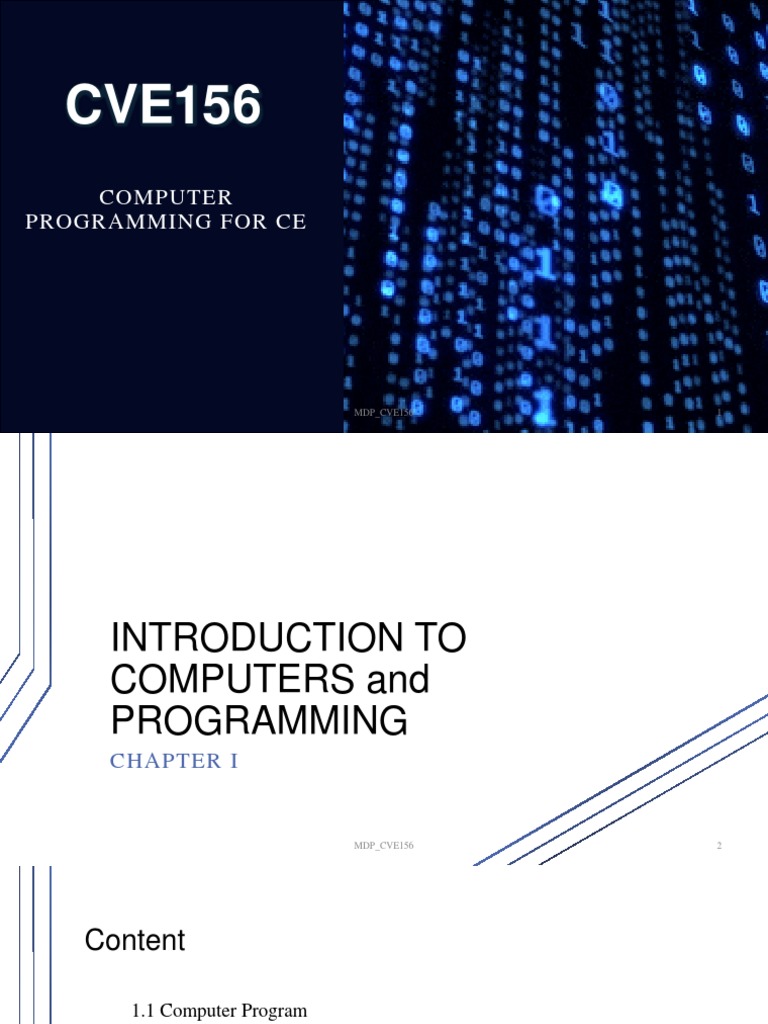 Cve156 Chap 1 Introduction To Computers and Programming | PDF Cve156 Chap 1 Introduction To Computers and Programming | PDF