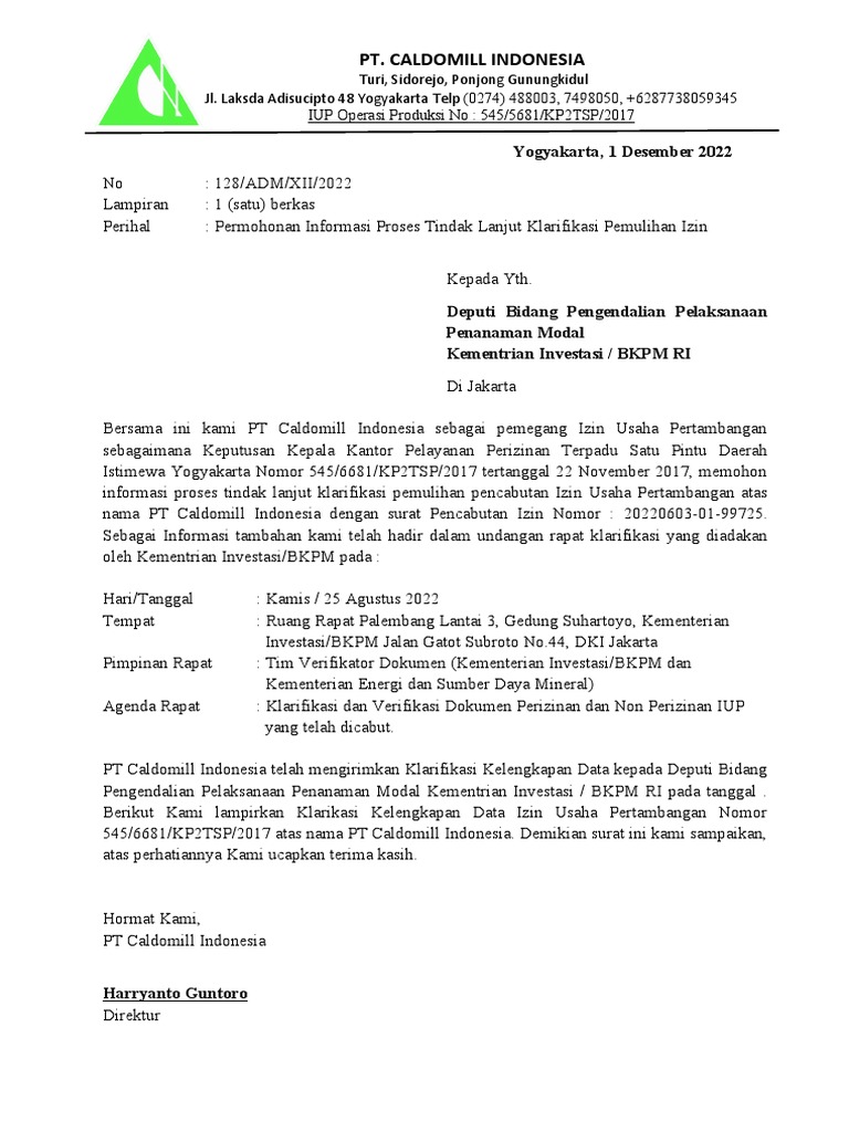 Surat Klarifikasi | PDF