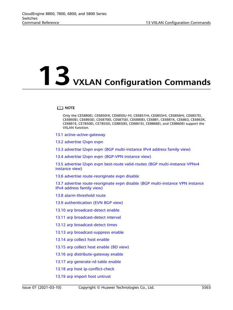 01-13 VXLAN Configuration Commands | PDF | Ip Address | Virtual Private Network