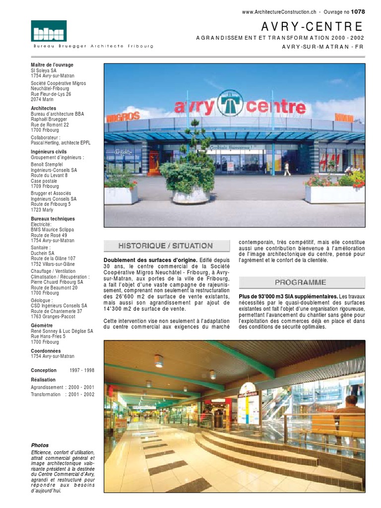 Agrandissement et Transformation du Centre Commercial Avry 2000-2002 | PDF | Génie du bâtiment ...