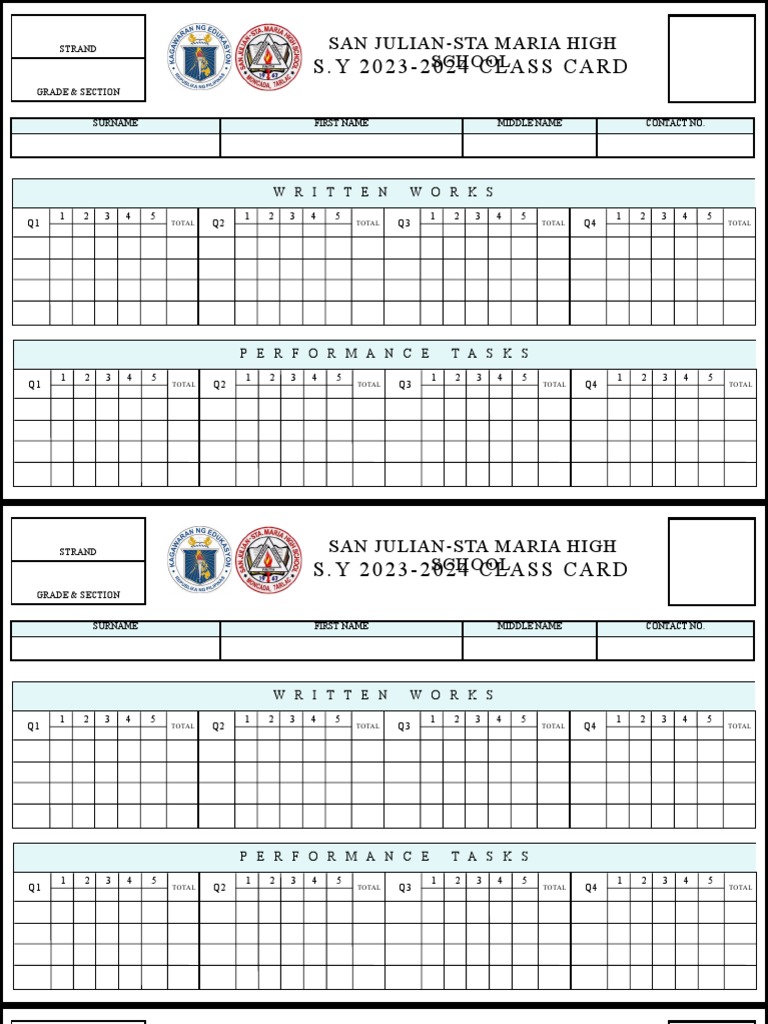 San Julian-Sta Maria High School Class Card | PDF