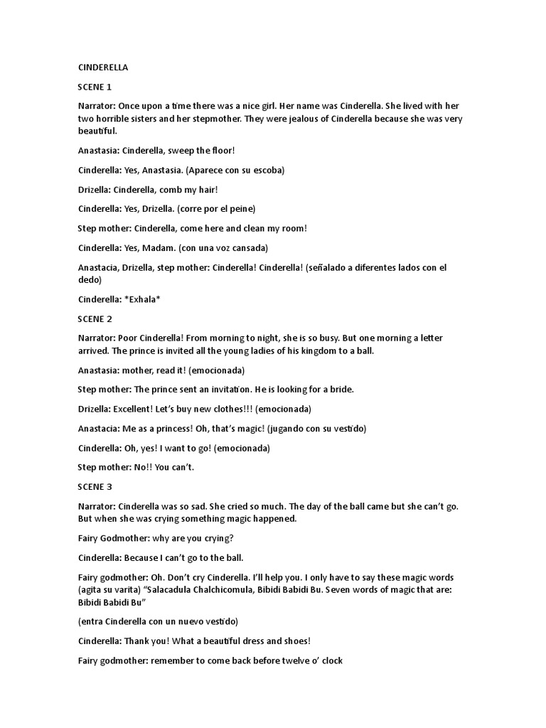 CINDERELLA Script | PDF | Cinderella | Traditional Stories