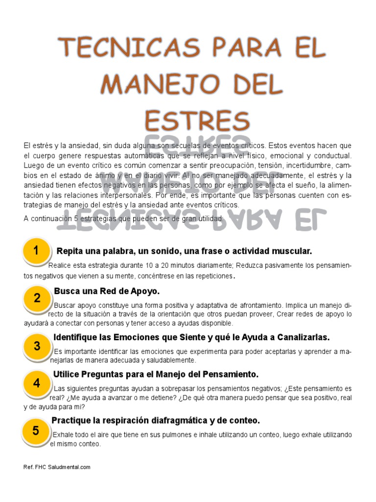 Tecnicas para El Manejo Del Estres | PDF | Estrés (biología) | Las emociones