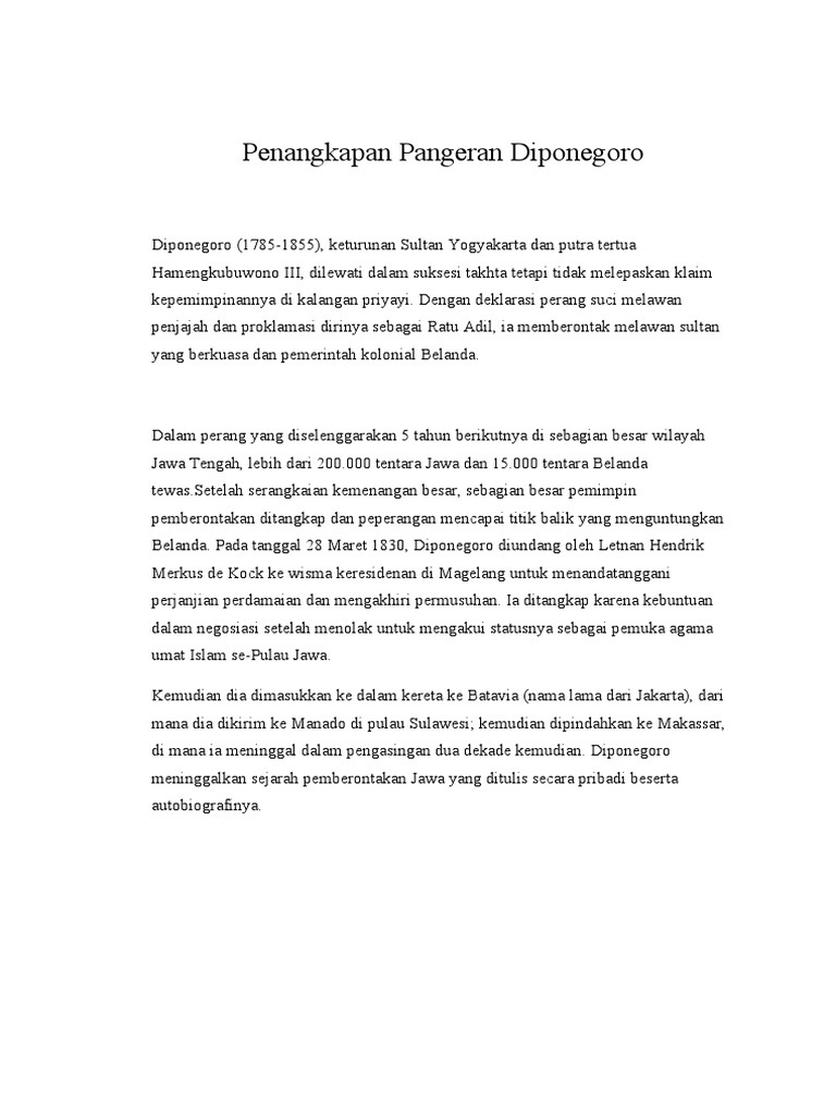 Penangkapan Pangeran Diponegoro | PDF