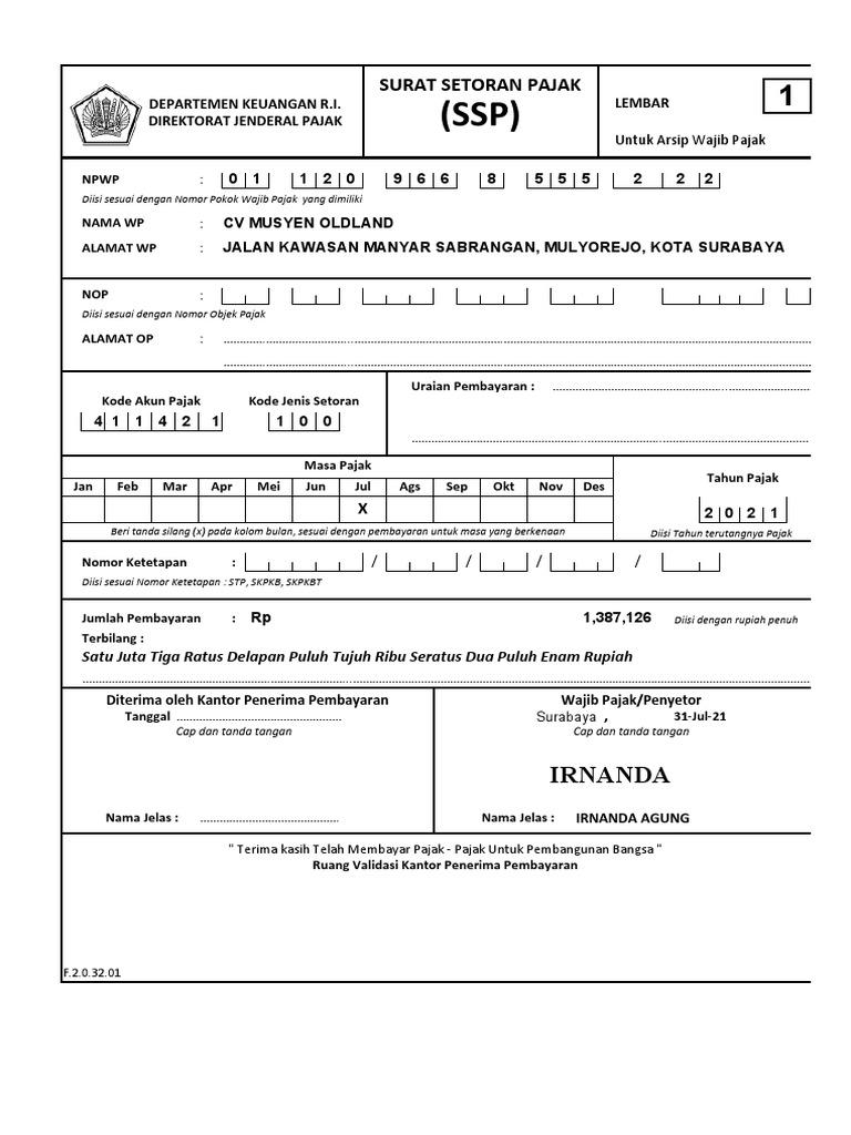 Yuda Ramadhan - SSP PPH Pasal 21 | PDF