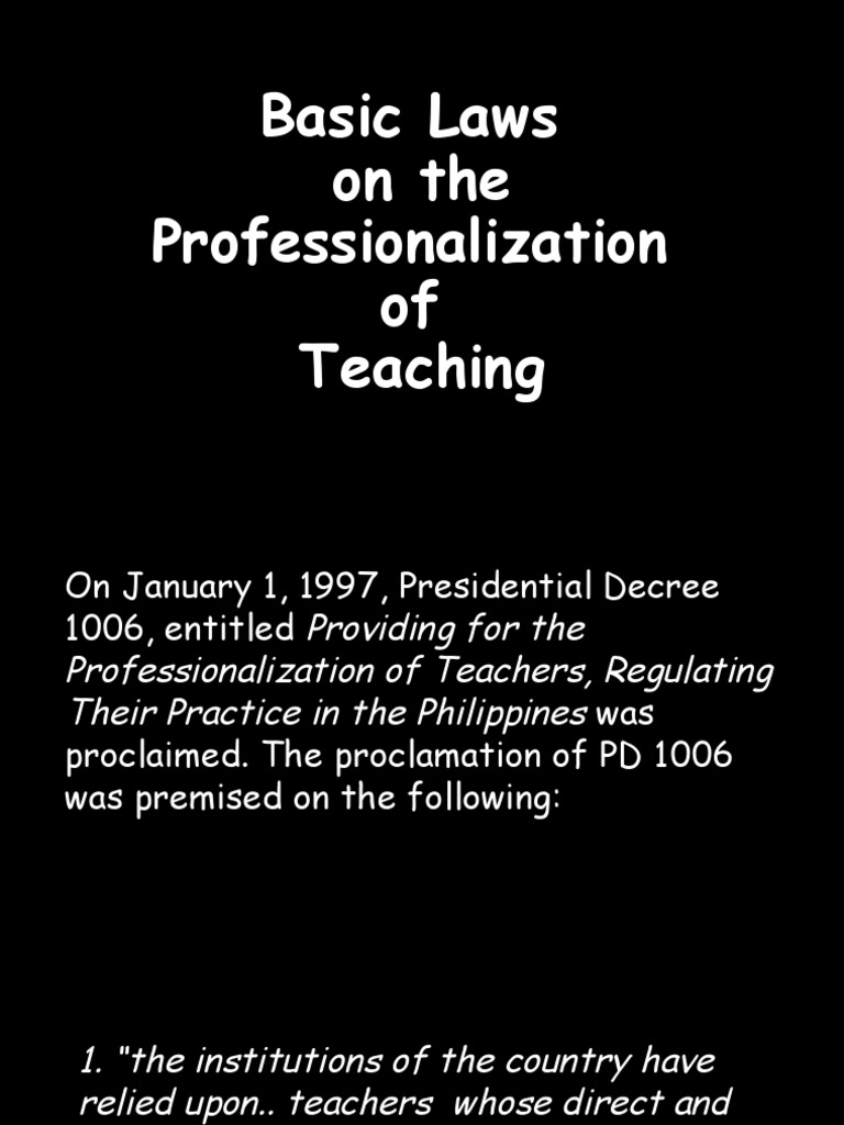 Chapter 4 Lesson 1 Basic Laws On Profesionalization of Teaching | PDF ...