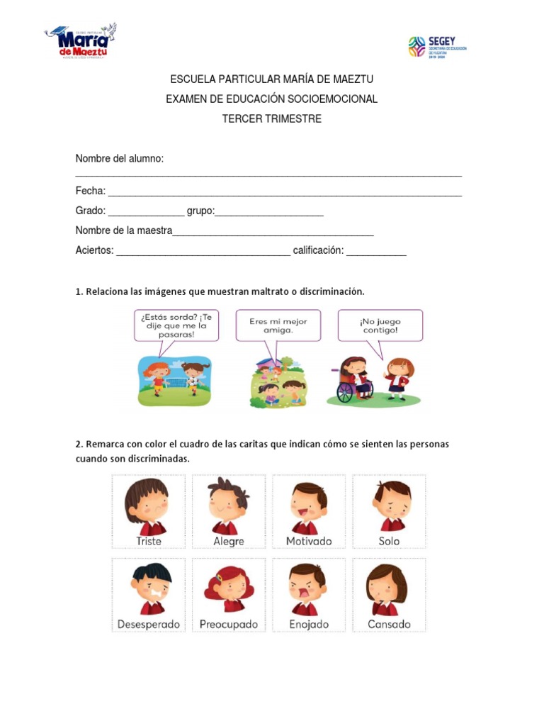 Examen Socioemocional | PDF