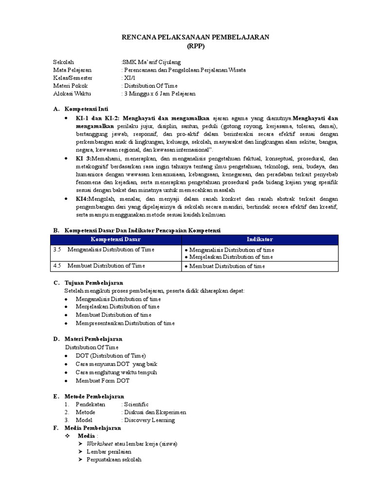 Xi P3W RPP 5 | PDF | Karier & Perkembangan | Sains & Matematika