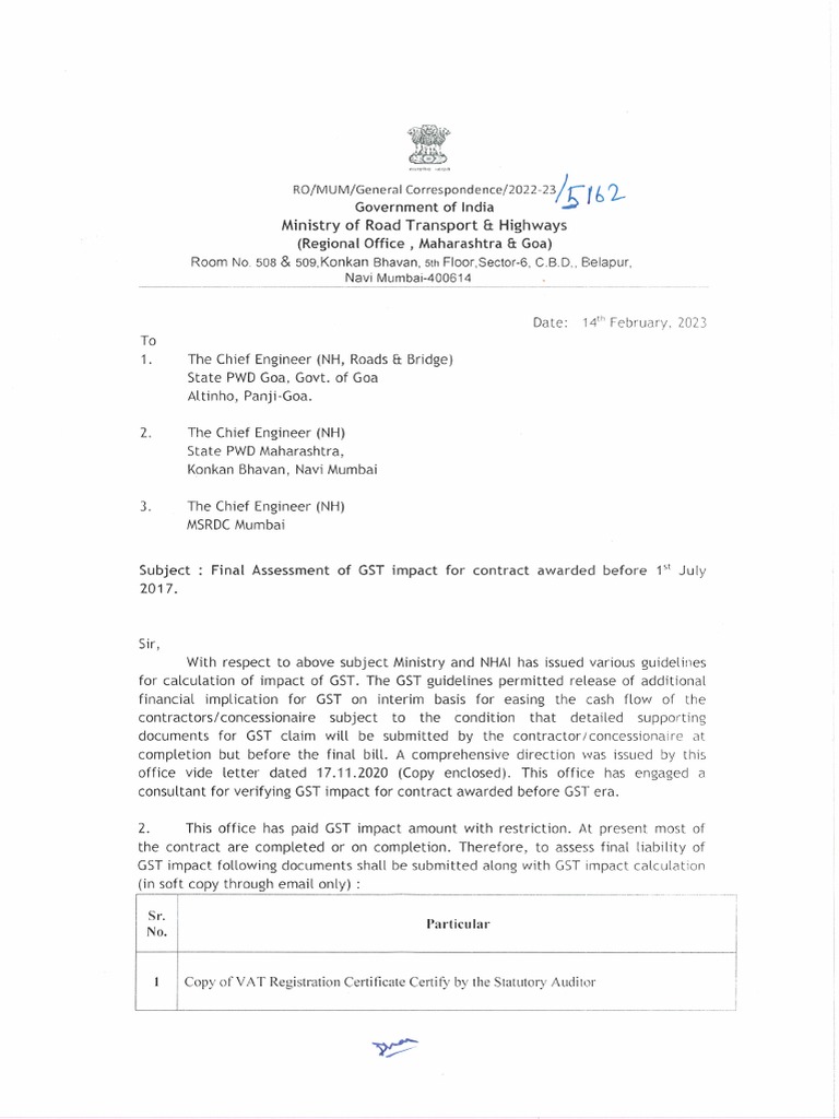 GST Impact Submission of Document 5162 | PDF