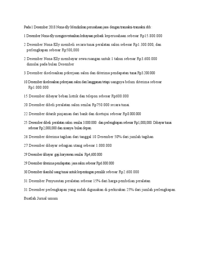 Jurnal Umum Perusahaan Jasa Nona Elly | PDF