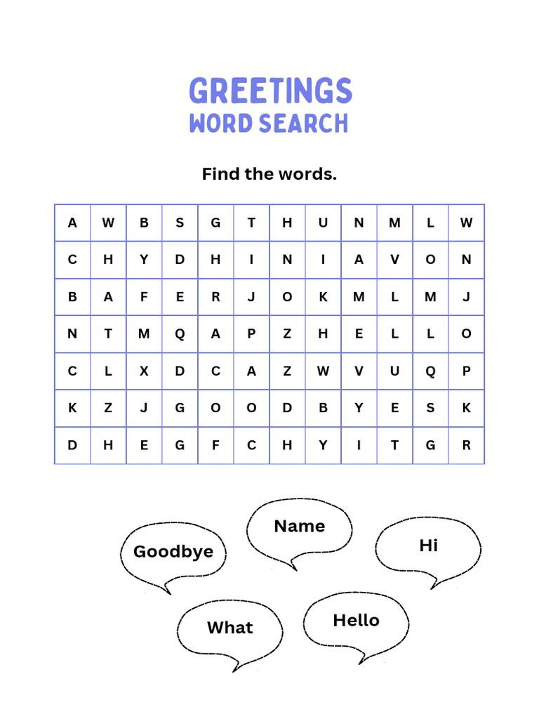 Greetings: Word Search | PDF