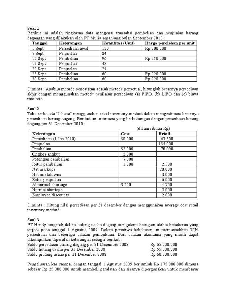Soal Gross Profit, Retail Method Dan Lcom | PDF