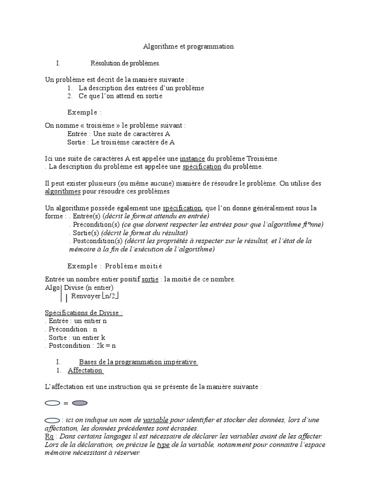 Algorithme Et Programmation | PDF | Programmation informatique | Langage de programmation