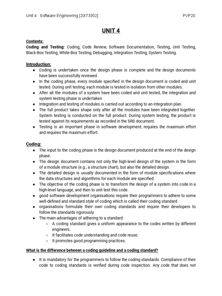 SE Unit4 | PDF | Software Testing | Computer Programming