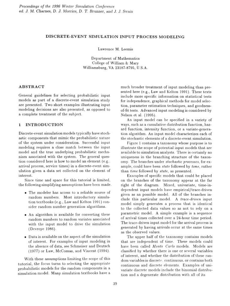 Discrete-Event Simulation Input Process Modeling | Download Free PDF | Probability Distribution ...