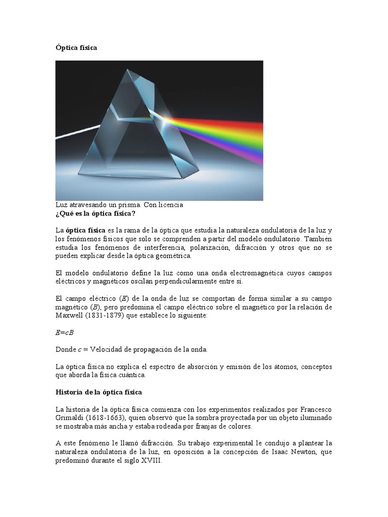 Óptica Física | PDF | Ligero | Óptica