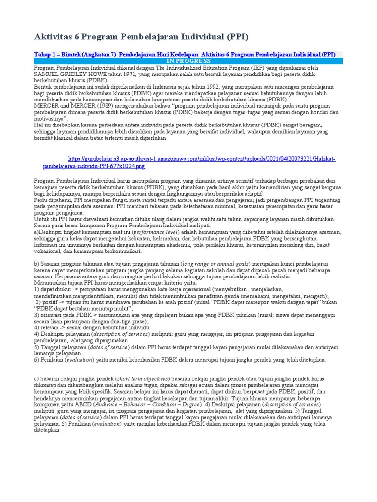 Aktivitas 6 Program Pembelajaran Individual | PDF